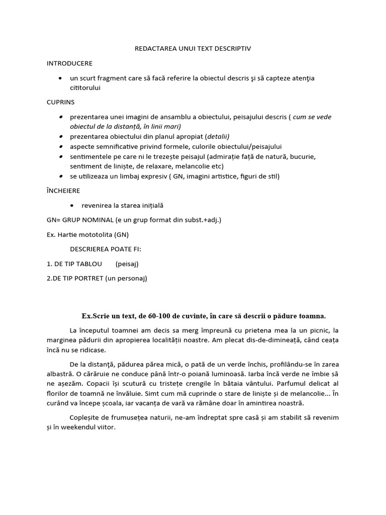 Textul Descriptiv | PDF