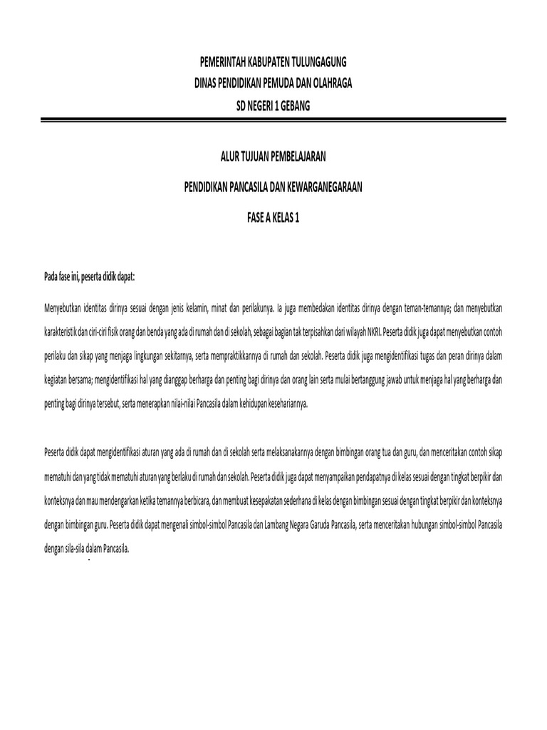 ATP SD Kelas 1 | PDF