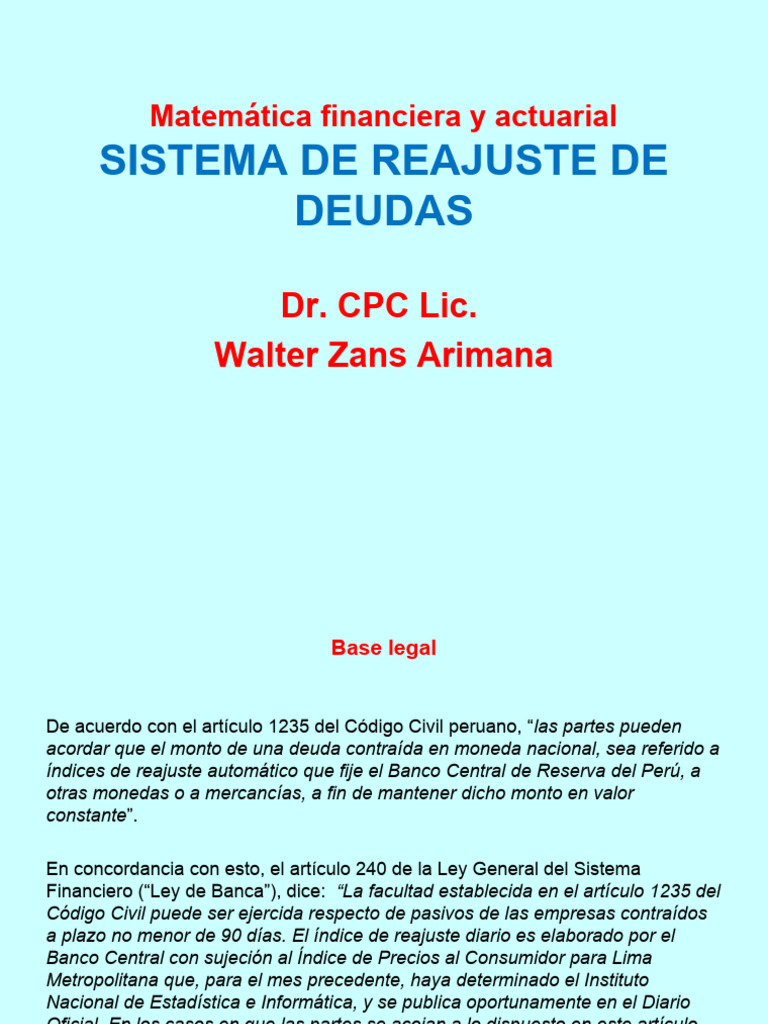 Catorce. Sistema de Reajuste de Deudas | PDF