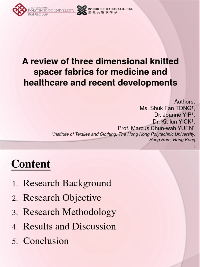 B5 A Review of Three Dimensional Knitted Spacer Fabrics For Medicine ...