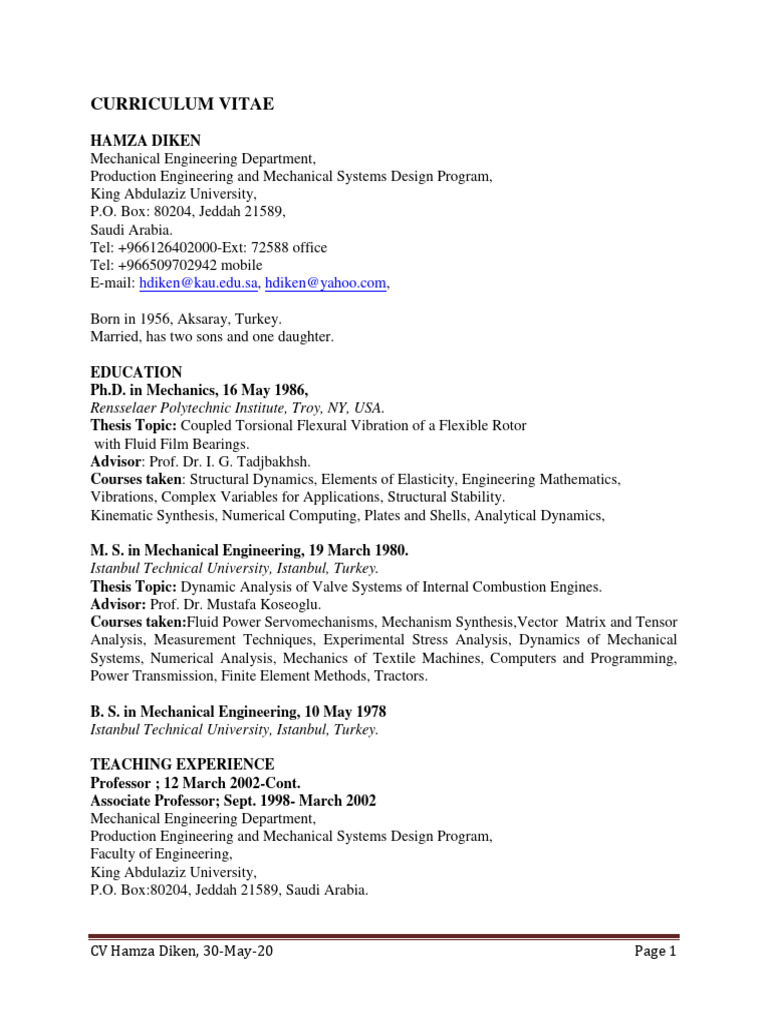 CV Hamza Diken | PDF | Computers | Technology & Engineering