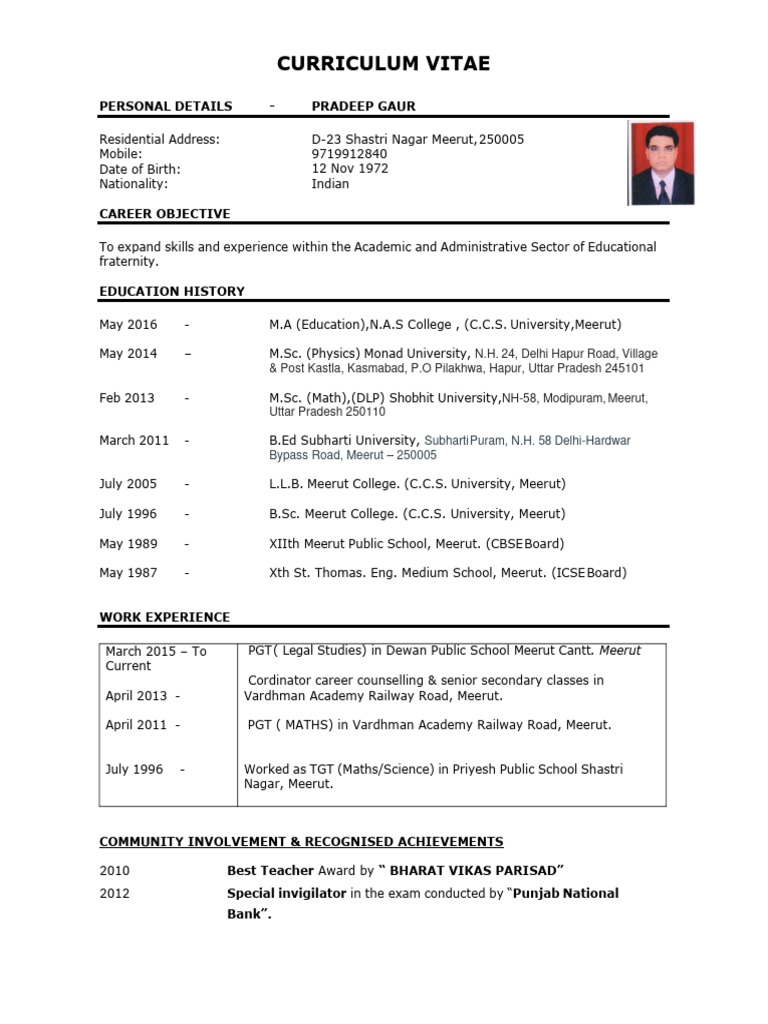 Pradeep Gaur Curriculum Vitae New | PDF | Career & Growth | Business