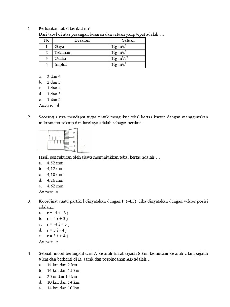 Soal P.A Usbk Fisika | PDF