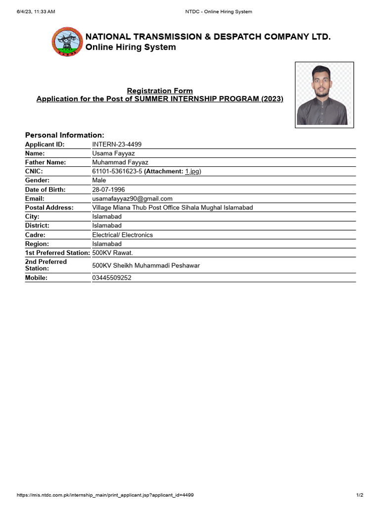 NTDC - Online Hiring System | PDF