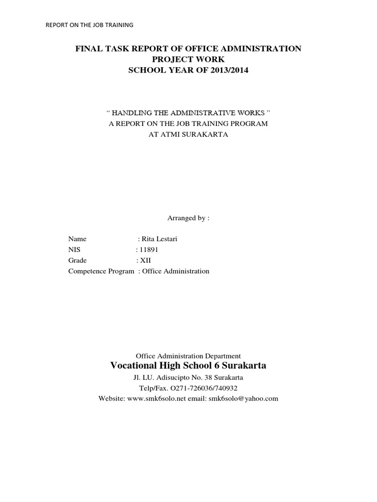 Final Task Report of Office Administration | PDF