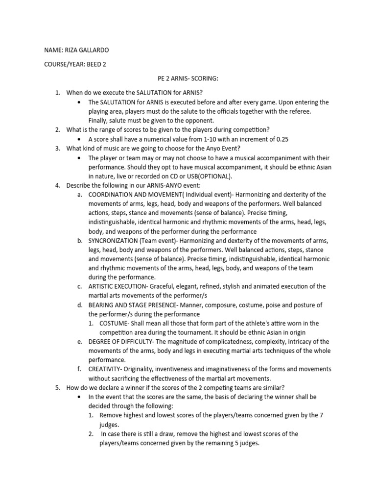 Arnis Scoring and Rules Guide | PDF