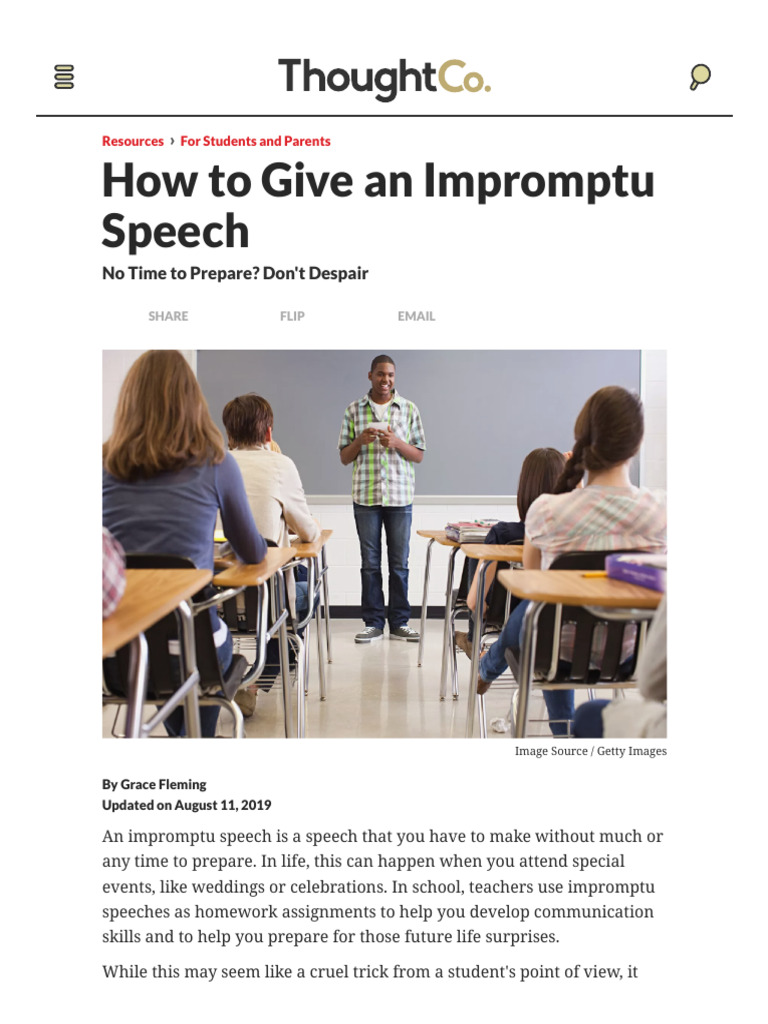 ThoughtCo - How To Deliver An Impromptu Speech | PDF | Career & Growth