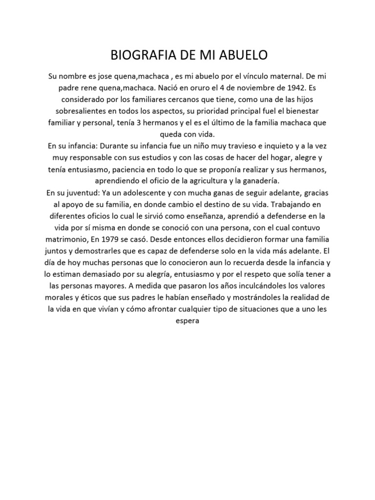 Biografia de Mi Abuelo | PDF