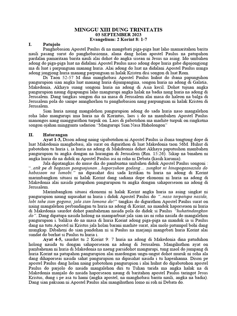 Minggu Xiii Dung Trinitatis Bahan Sermon 3 Sep 2023 | PDF | Agama ...