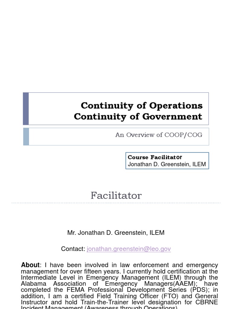 COOP/COG Overview & Guidelines | PDF | Emergency Management | Public Sphere