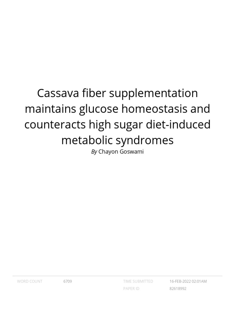 Cassava Fiber Supplementation Maintains Glucose Ho | PDF