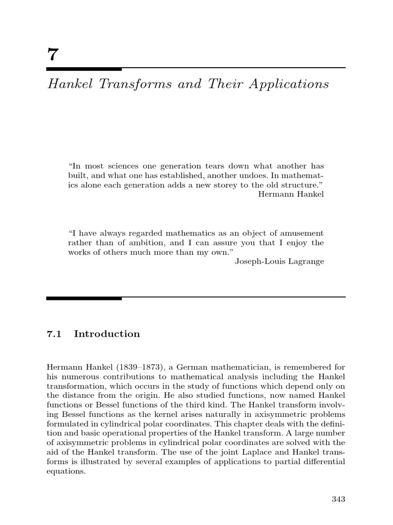 Hankel Transforms and Their Applications | PDF