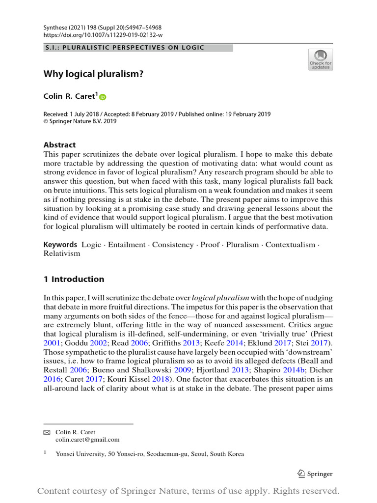 Why Logical Pluralism | PDF