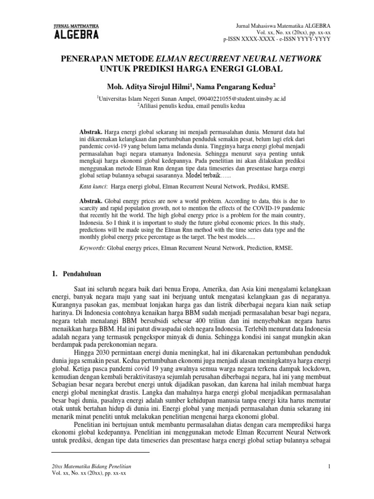 Prediksi Harga Energi Global | PDF | Metode & Bahan Ajar | Sains ...