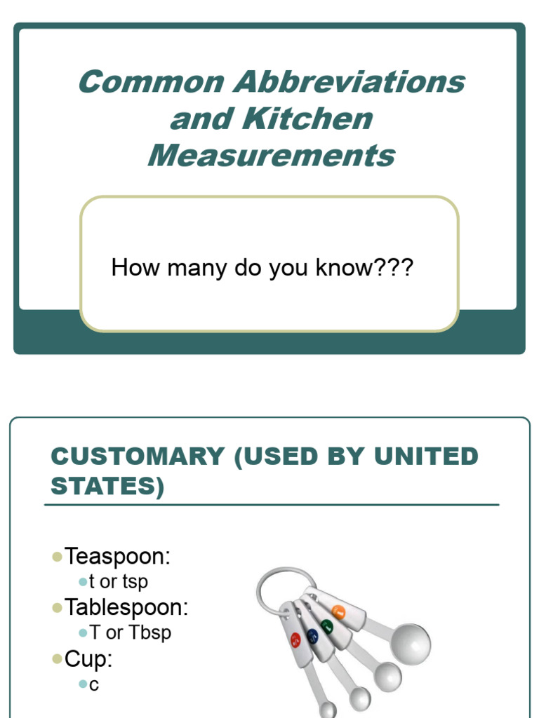 Common Abbreviations and Kitchen Measurements | PDF