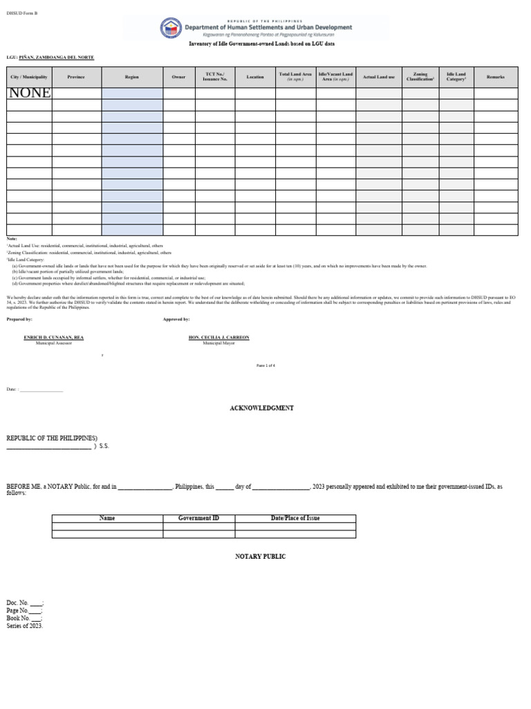 EO 34 Inventory of Lands LGUs | PDF