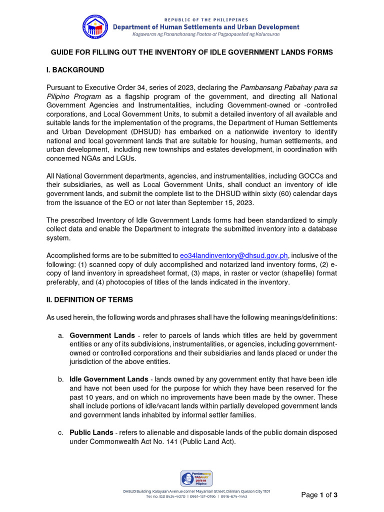 Guide for Filling Out the Land Inventory Forms (1) | PDF