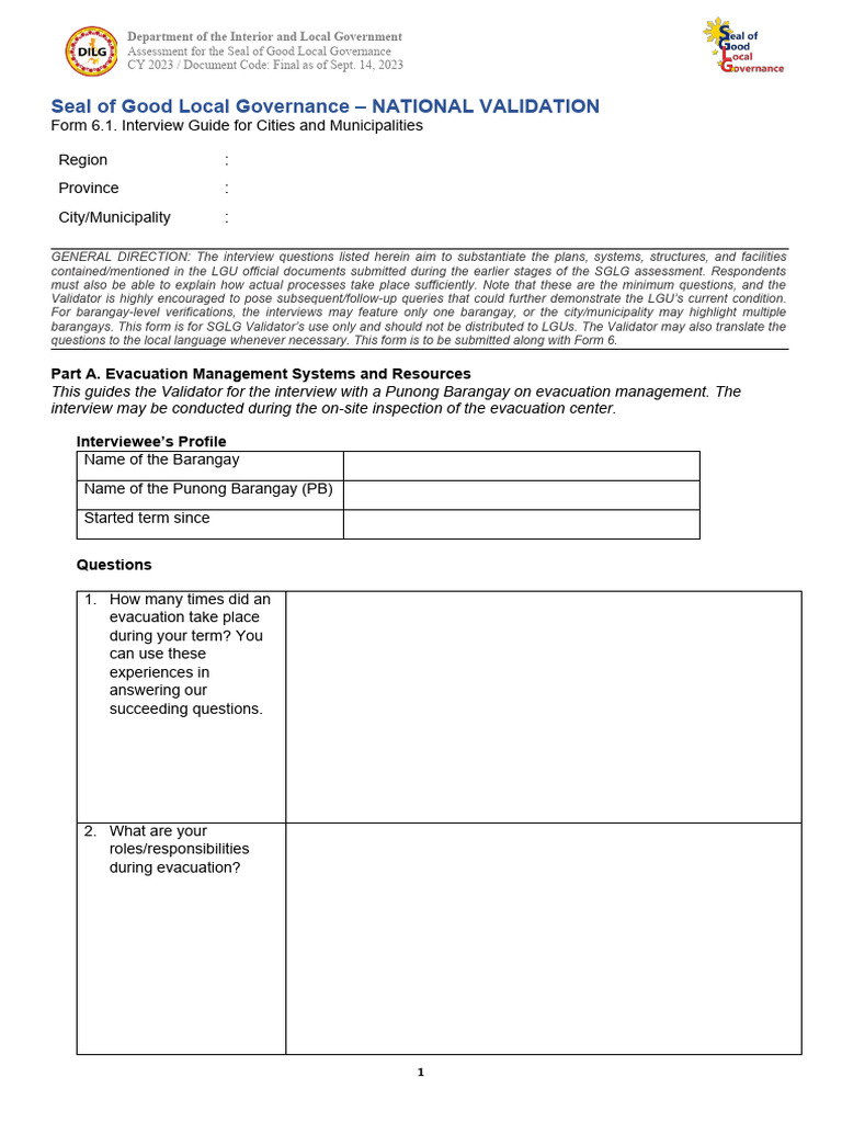 03 Annex C Form 6.1 Interview Guide For CMs | PDF