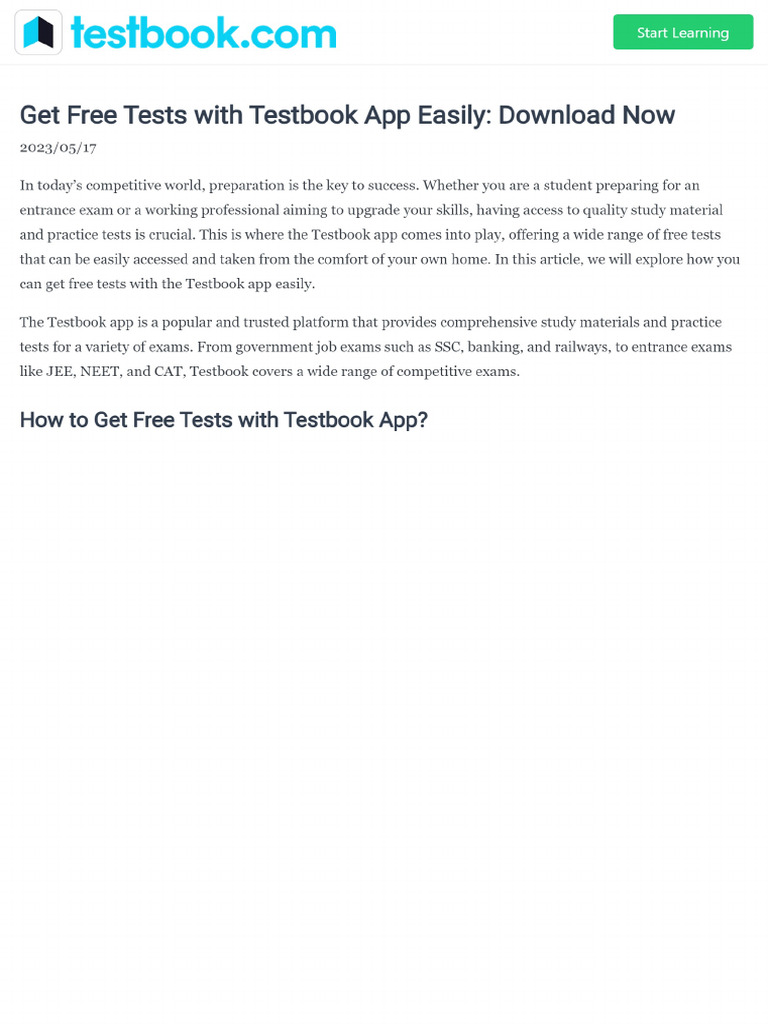 Get Free Tests With Testbook App | PDF