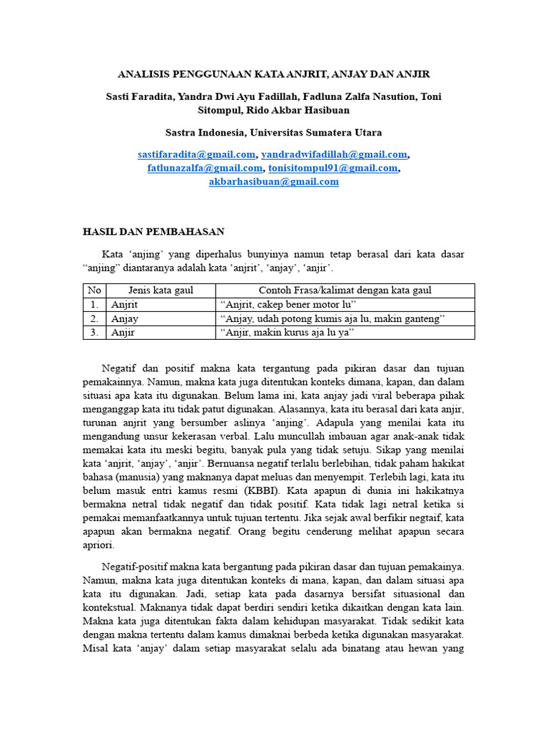 Semantik (Analisis Kata Anjay, Anjir, Anjrit) | PDF