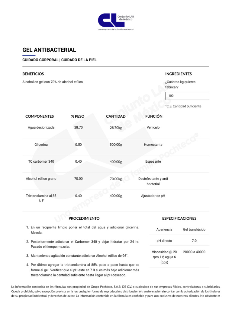 Gel Antibacterial - Formulas LAR | PDF
