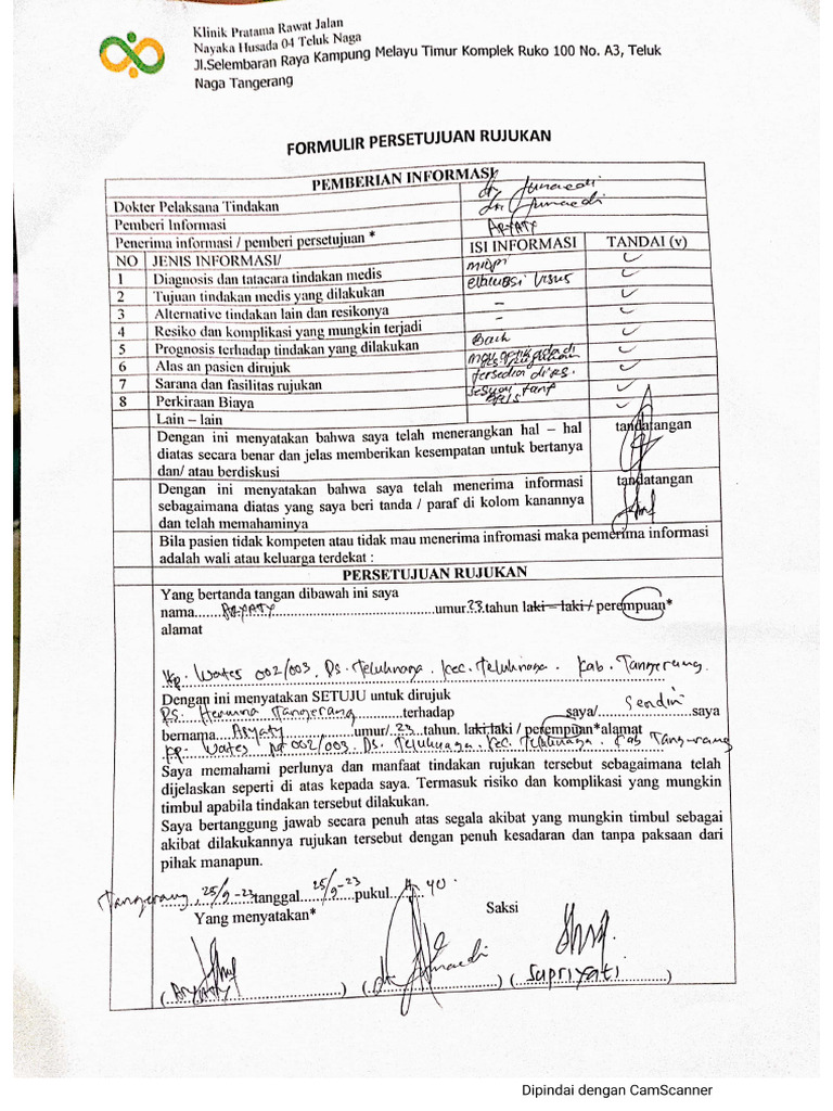 Form Persetujuan Rujukan | PDF