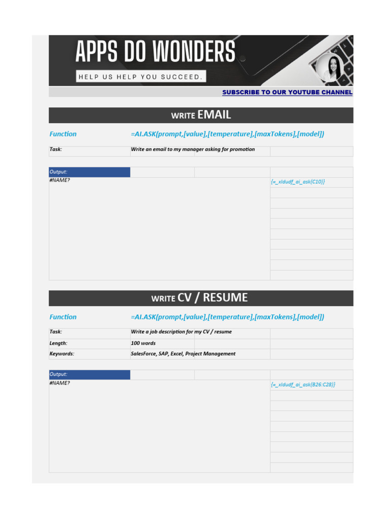 Excel GPT Functions Examples | PDF