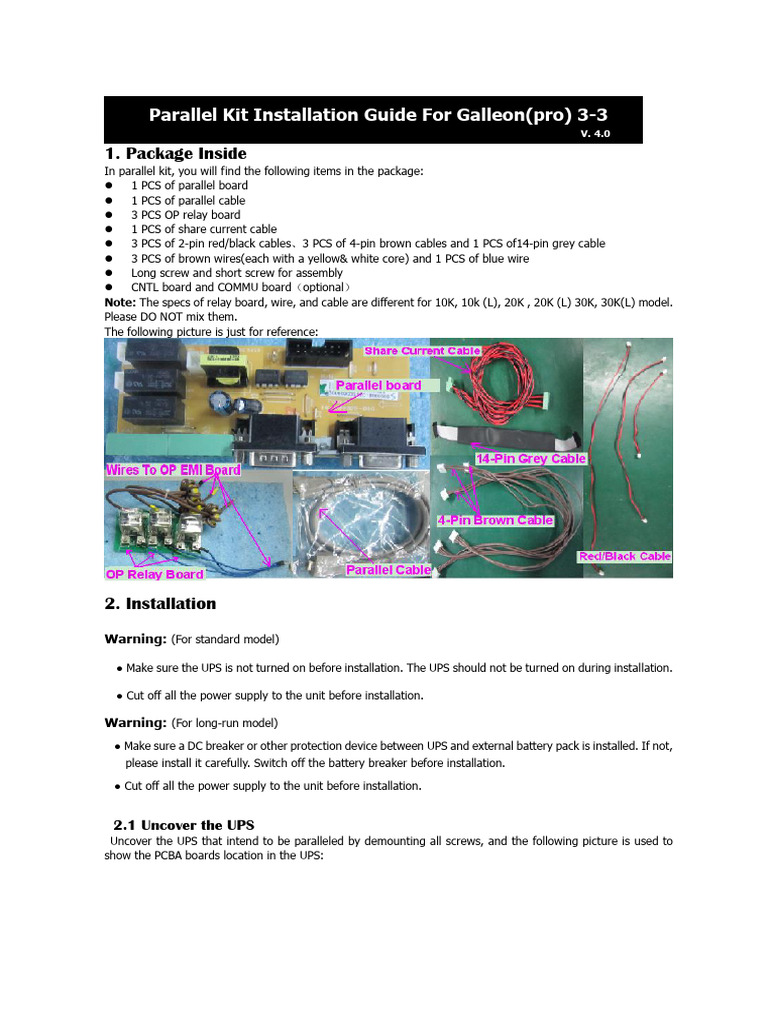 Parallel Kit Installation Guide For Galleon | PDF