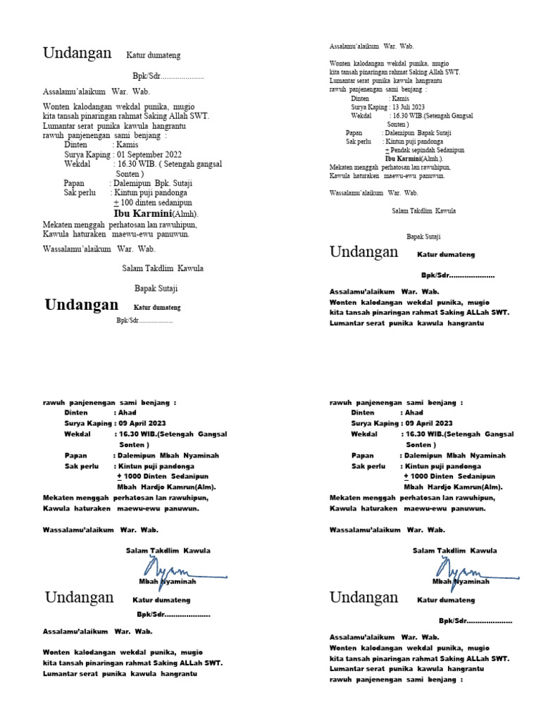 Undangan Hajatan | PDF