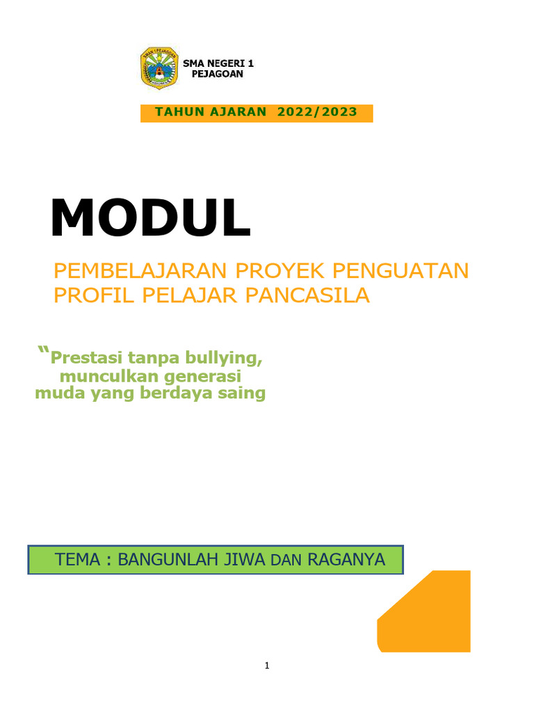 Modul Projek 2 Bangunlah Jiwa Dan Raganya | PDF