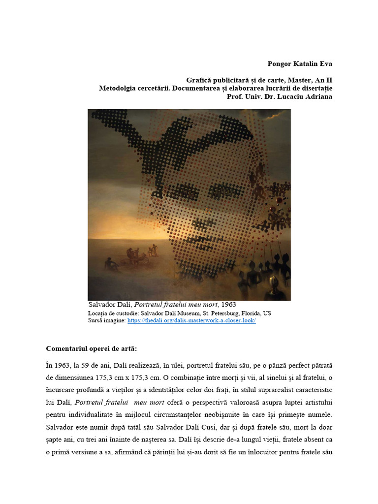 Comentariul Unei Opere de Arta | PDF