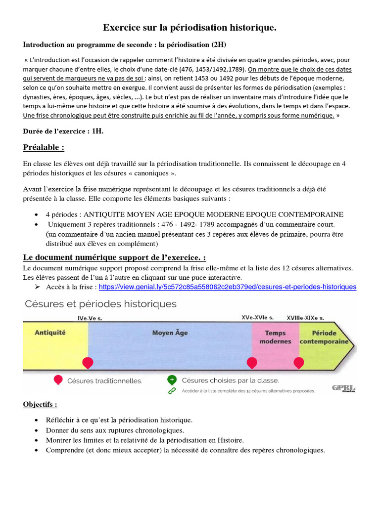 Exercice Periodisation Seconde Fardel Coannault | PDF