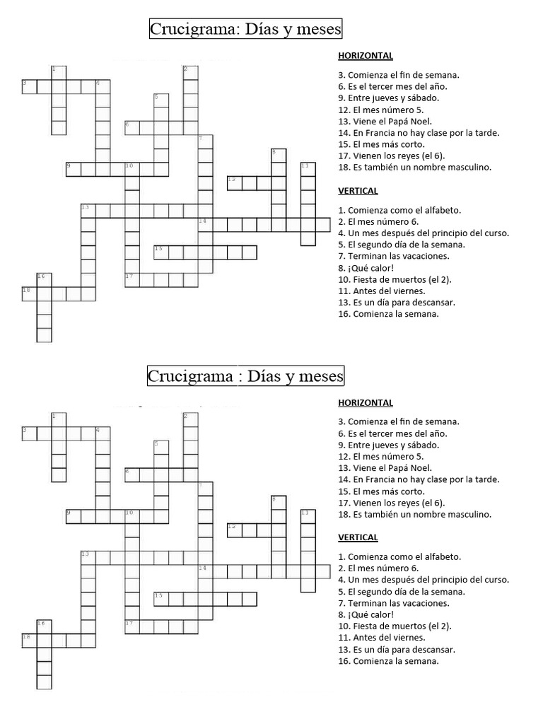 crucigrama-dias-y-meses_ecc81lecc80ves | PDF