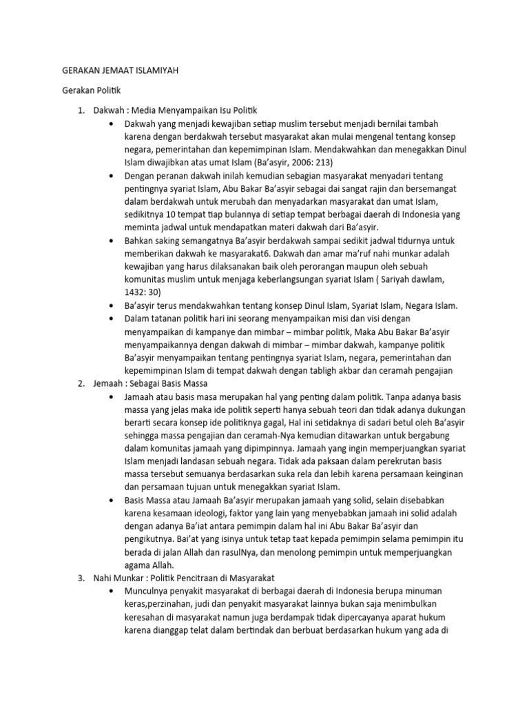 Gerakan Politik Dan Radikalisme JI | PDF | Politik
