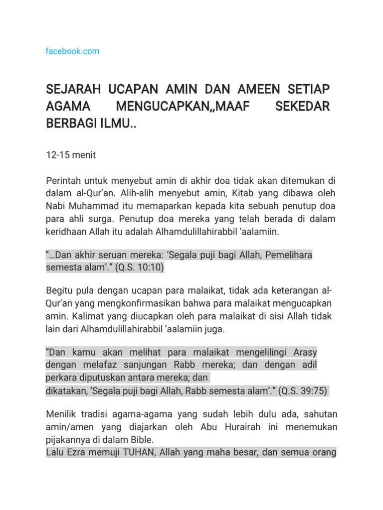 Asal Mula Kata Amin | PDF | Filsafat | Kajian Bahasa Asing