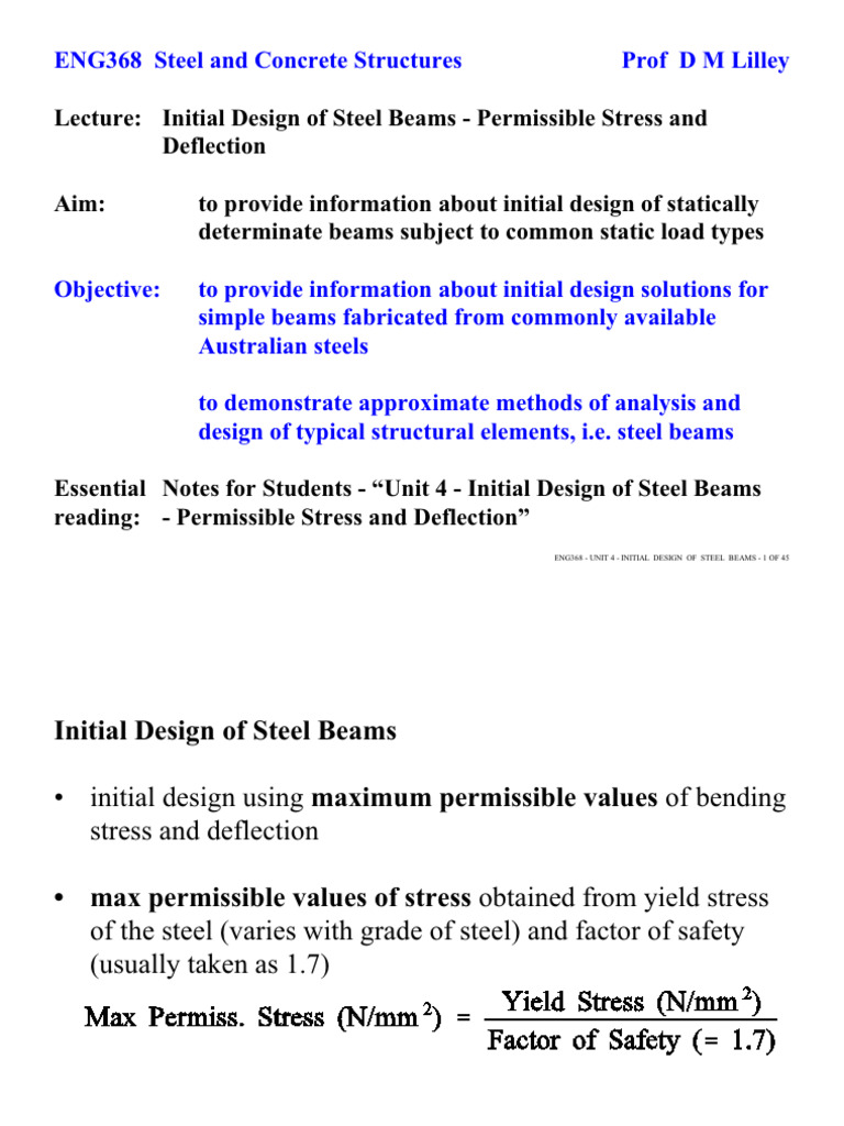 Initial Design of Steel Beams | PDF