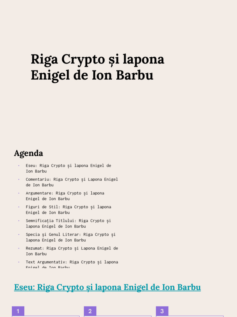 Riga Crypto Și Lapona Enigel de Ion Barbu | PDF