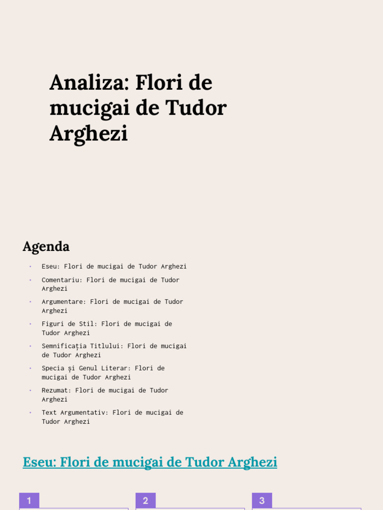 Analiza - Flori de Mucigai de Tudor Arghezi | PDF