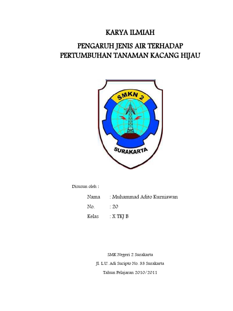 Karya Ilmiah Pengaruh Jenis Air Terhadap | PDF Karya Ilmiah Pengaruh Jenis Air Terhadap | PDF