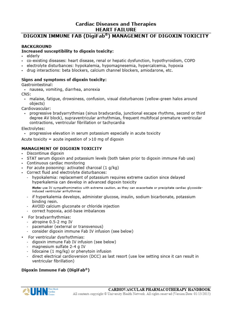 Digoxin Immune Fab (DigiFab) Management of Digoxin Toxicity | PDF