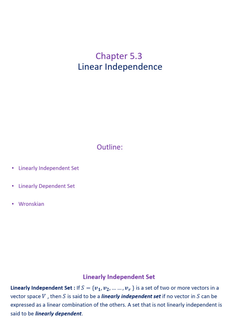5.3 - Linear Independence | PDF