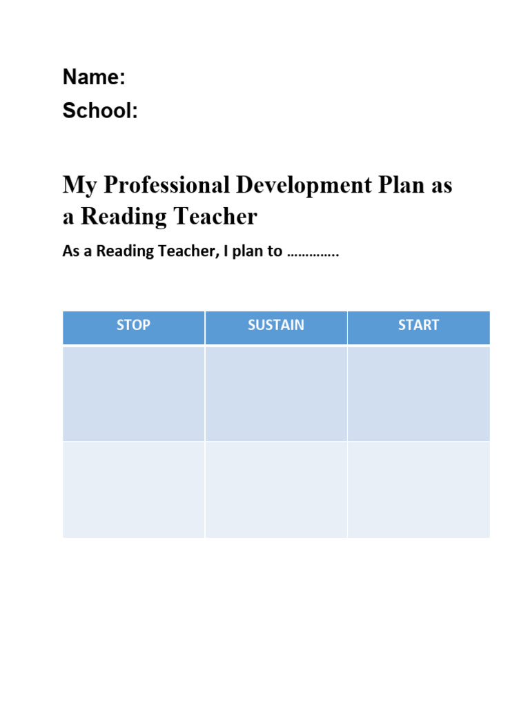 My Professional Development Plan As A Reading Teacher | PDF