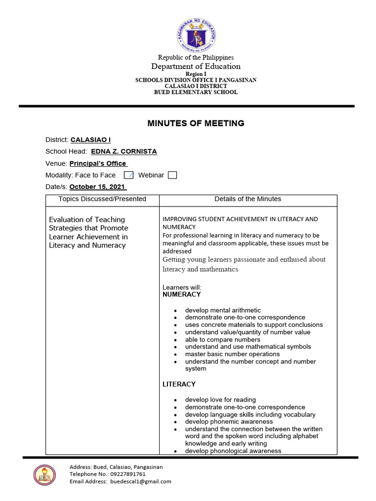 FGD 2021 Minutes of Meeting | PDF