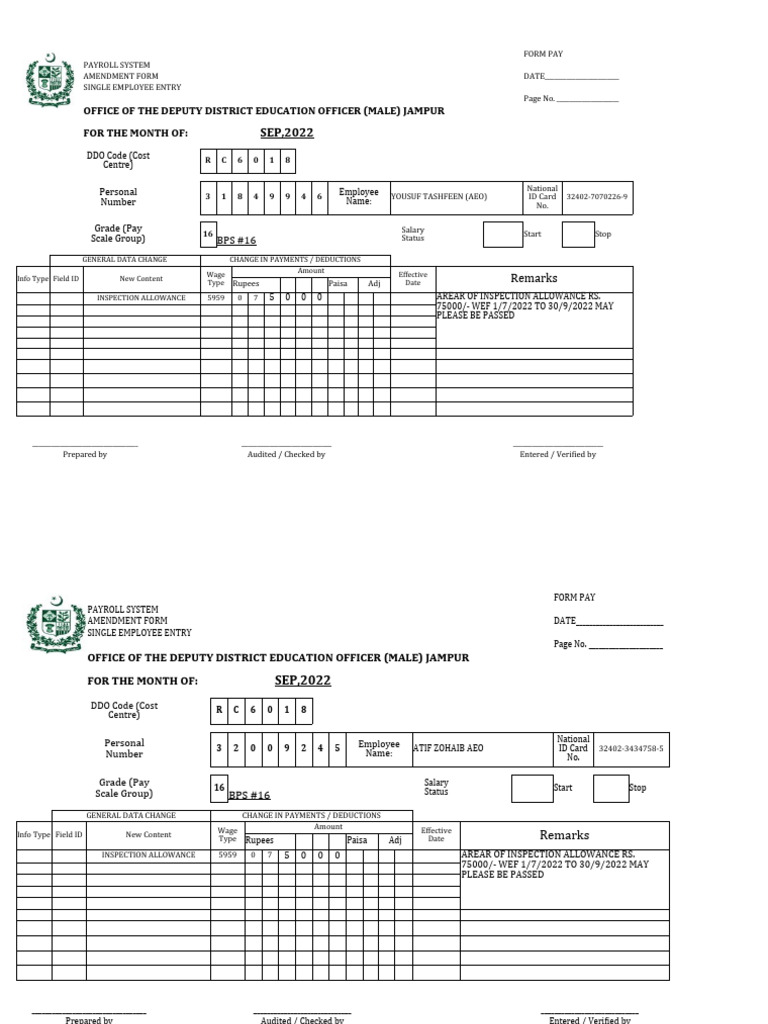 Change Form Sajjad Hussain | PDF