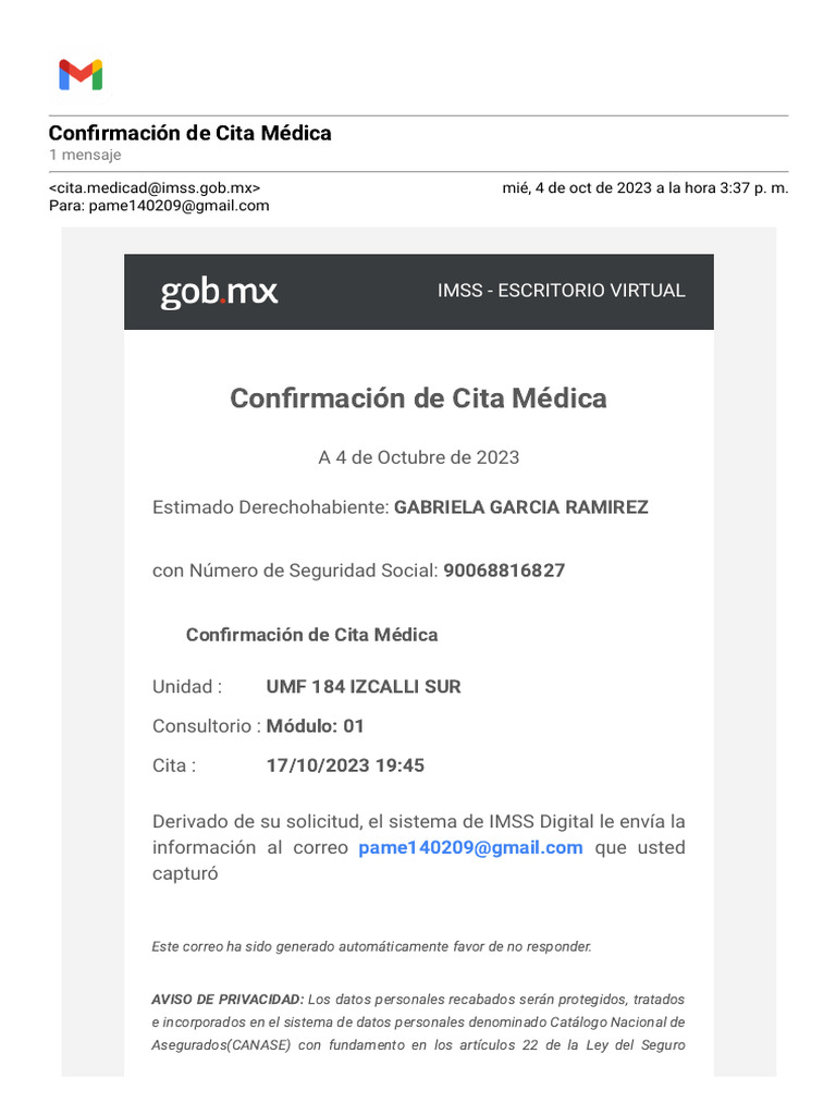 Modelo De Carta Confirmacion De Cita