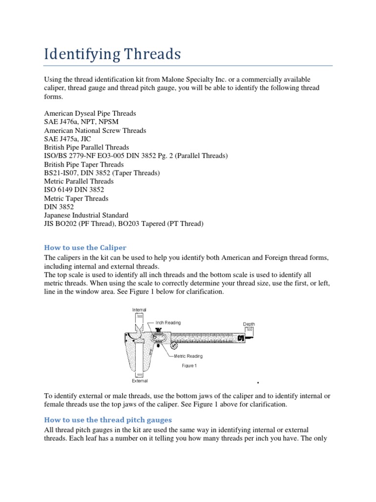 Identifying Threads Identifying Threads: How To Use The Caliper ...