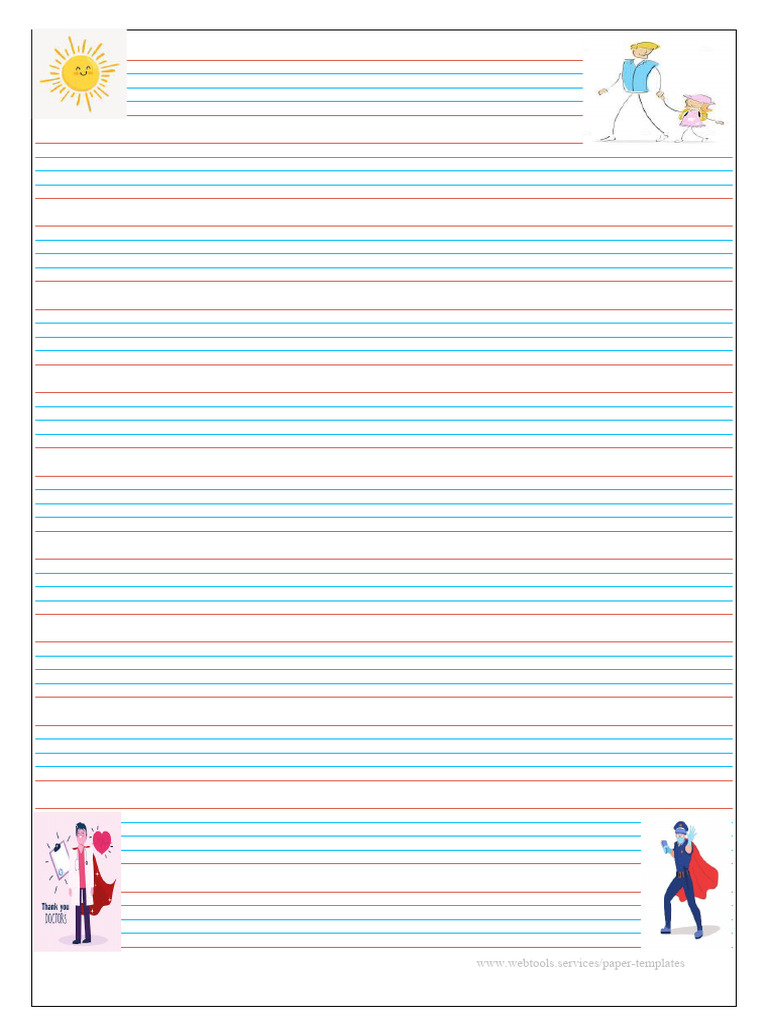 5 Lines Hindi Notebook Page PDF-A4 With 0.375 Inch Border | PDF