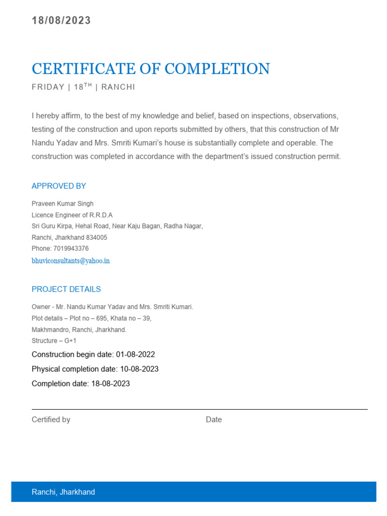 Ratu Completion Certificate | PDF