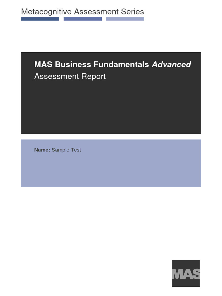 MAS Business Fundamentals Advanced Assessment Report | PDF