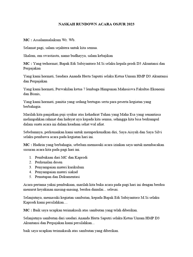 Naskah MC Fixx - Revisi | PDF